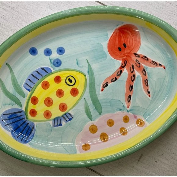 Amora | Dining | Amora Italian Ceramic Platter Yellow Green Fish ...